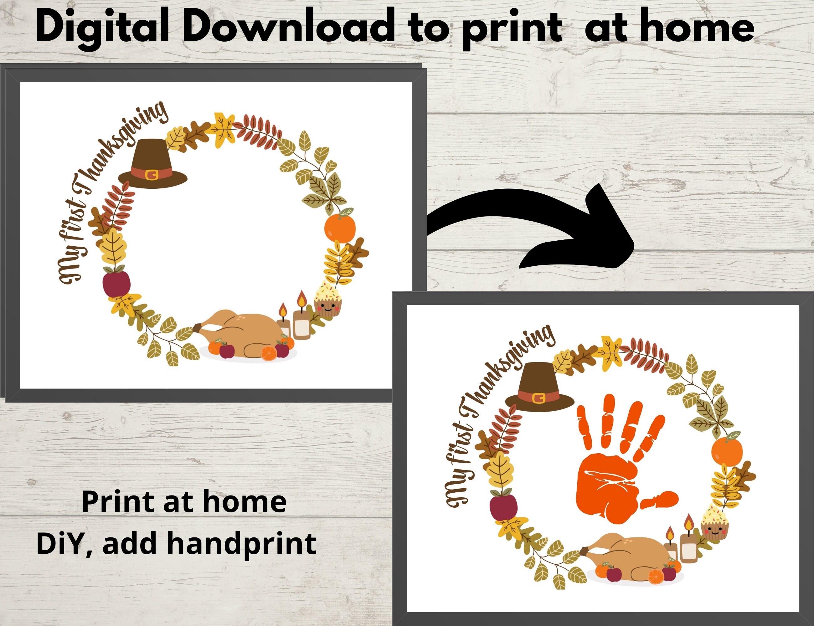 My First Thanksgiving Handprint Art Printable, Thanksgiving Activity ...