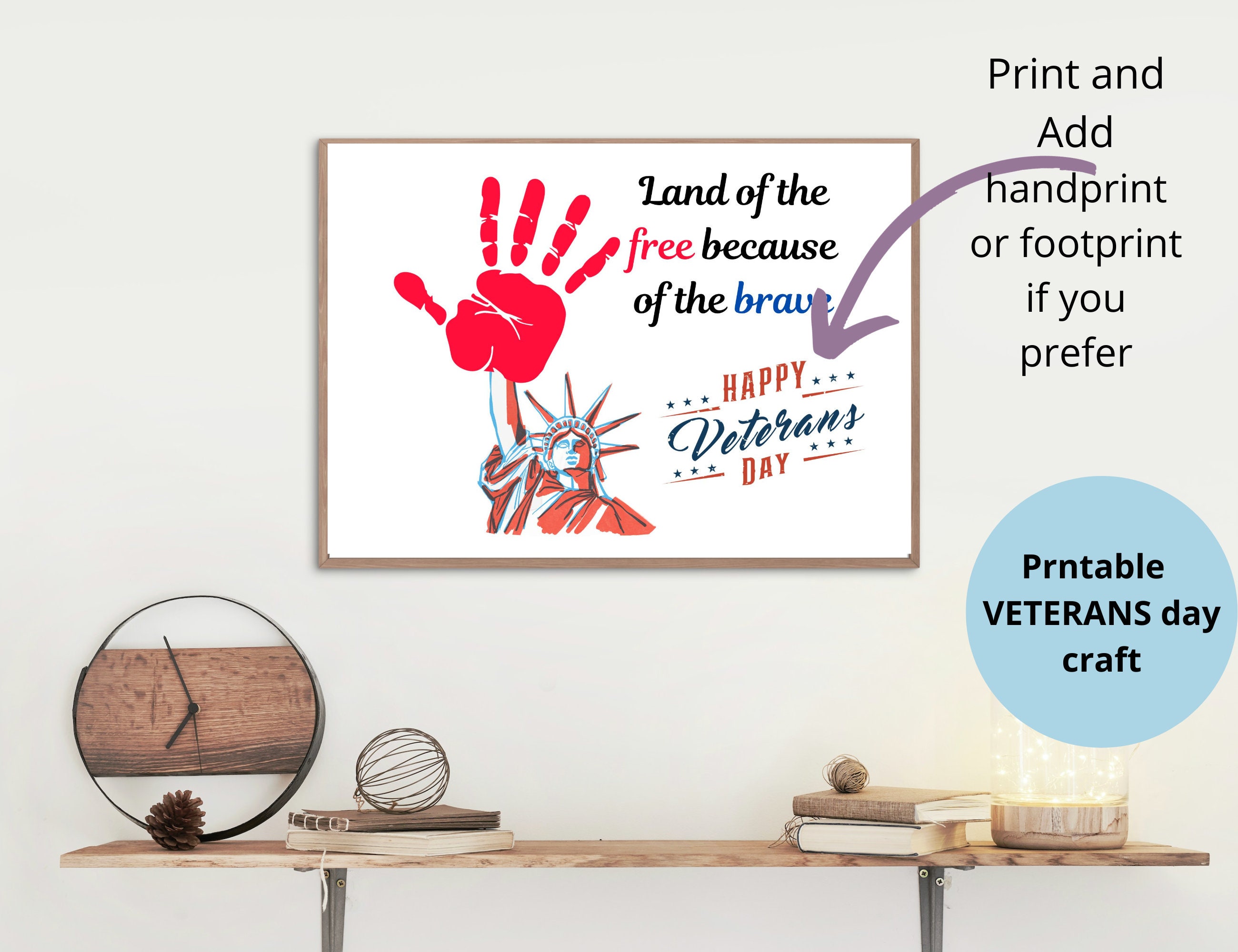 Veterans Day Handprint Art, Thank You Veteran Handprint Craft, Vetera ...