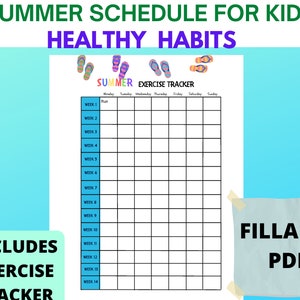 Printable SUMMER Planner Editable for Kids Healthy Habits | Summer ...