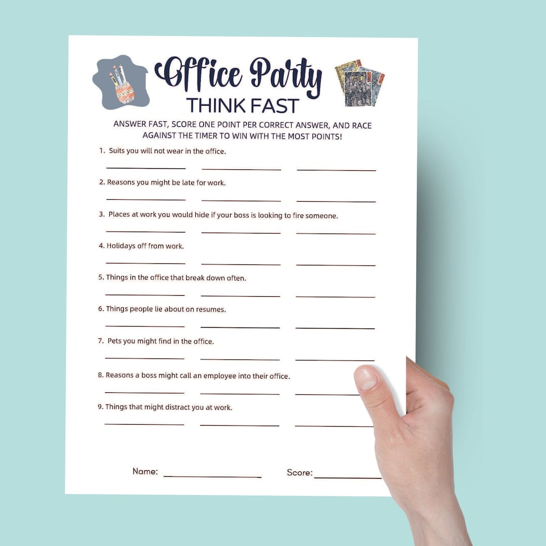 Think Fast Office Game, Workplace Game for Adults, Team Building Game ...