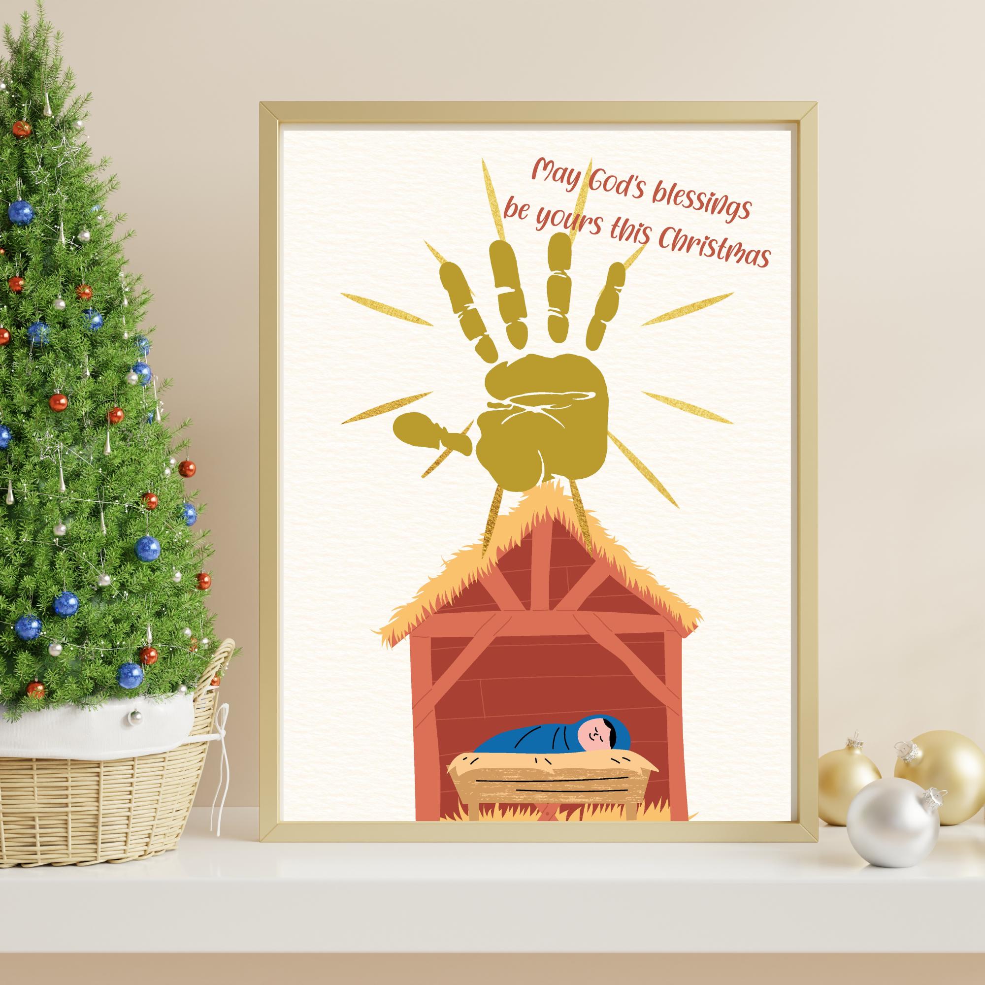 Nativity Craft for Kids Printable Keepsake, Baby Jesus Handprint ...