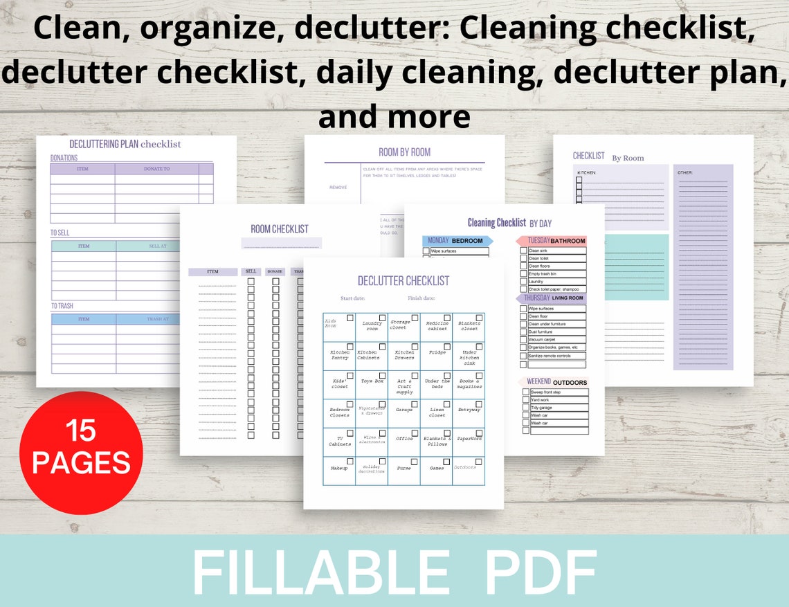 Cleaning Checklist and Declutter Checklist Binder, Spring Cleaning ...