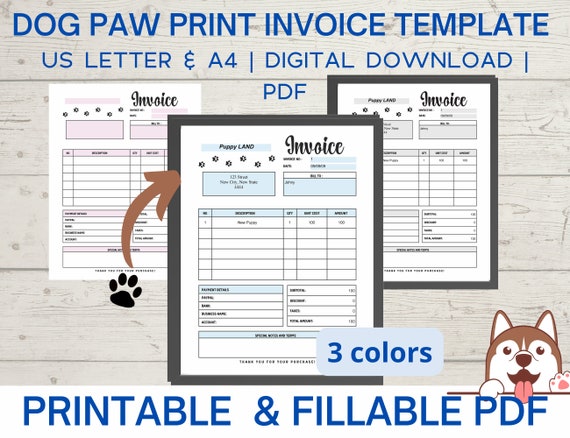 Invoice Template Editable Small Business Invoice Dog Breeder - Etsy