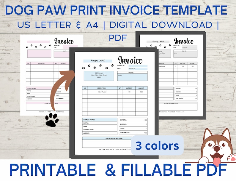 Invoice Template Editable, Small Business Invoice, Dog Breeder Invoice ...