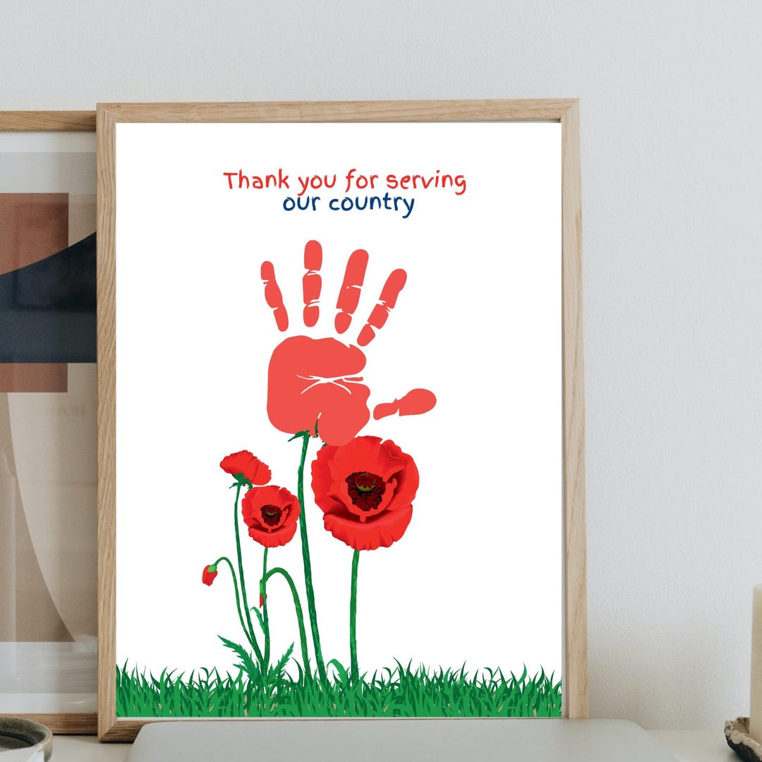 Veterans Day Handprint Art, Veterans Day Poppy Handprint Craft ...