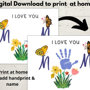 Mother's Day Flower Handprint Art, I Love You Mom Craft, Preschool ...