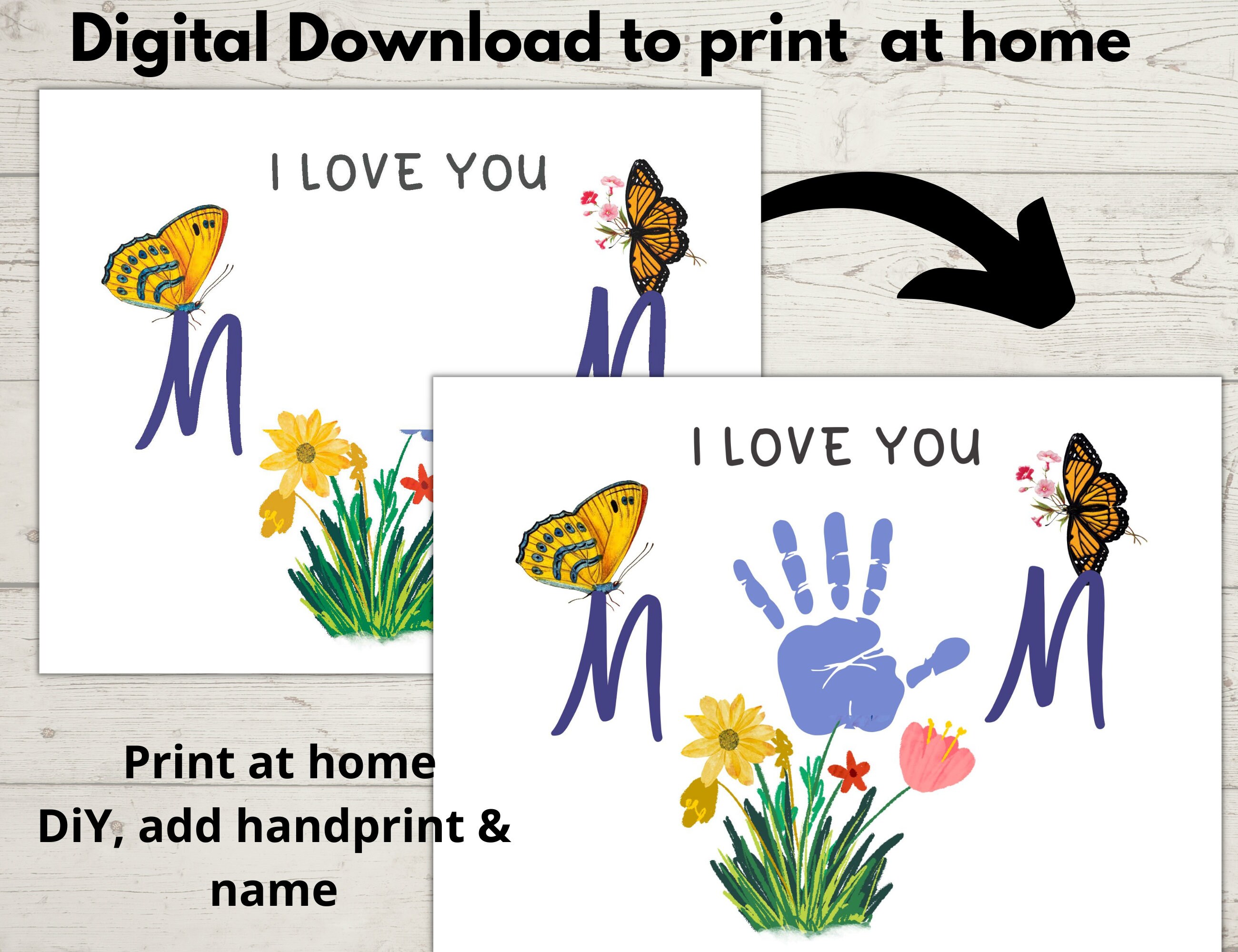 Mother's Day Flower Handprint Art Printable Craft - Etsy