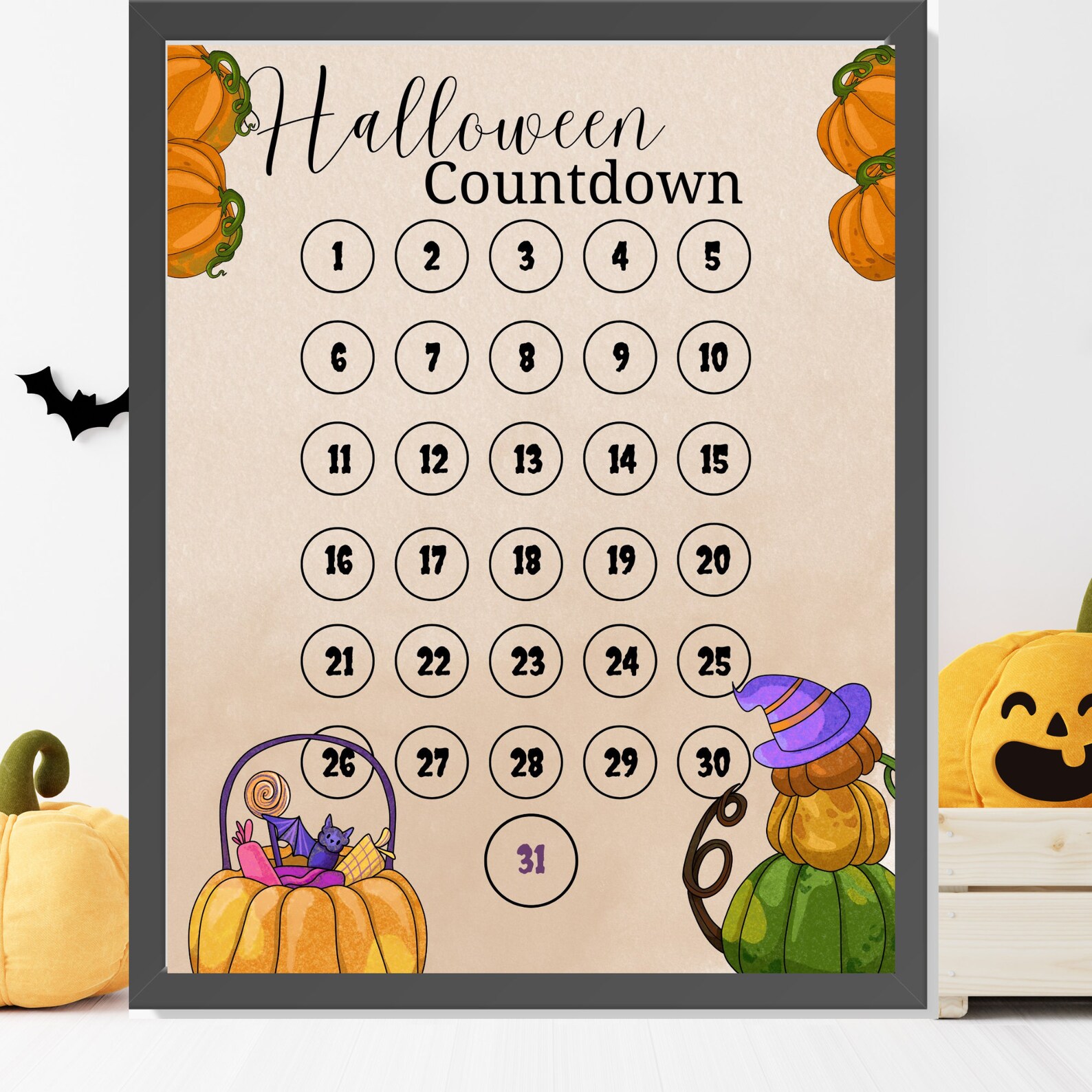 Halloween Countdown Printable, Halloween Advent Calendar - Etsy