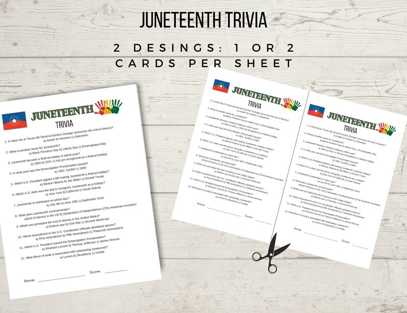 Juneteenth Trivia Game Printable, Party or School Emancipation Game ...