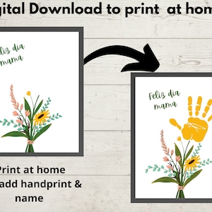 Mothers Day Handprint Art, Gift for Mom in Spanish, Flowers Bouquet ...