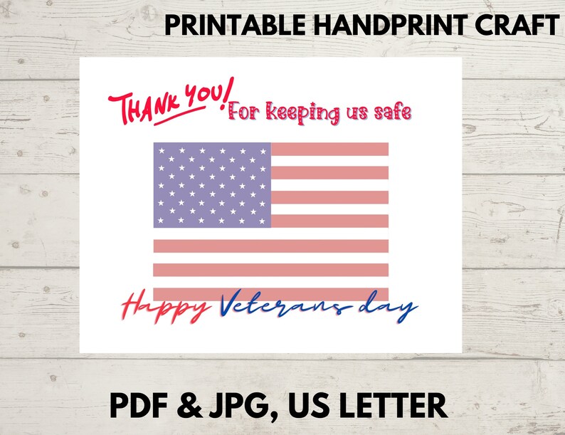 Veterans Day Handprint Art Thank You Veteran Handprint Craft - Etsy