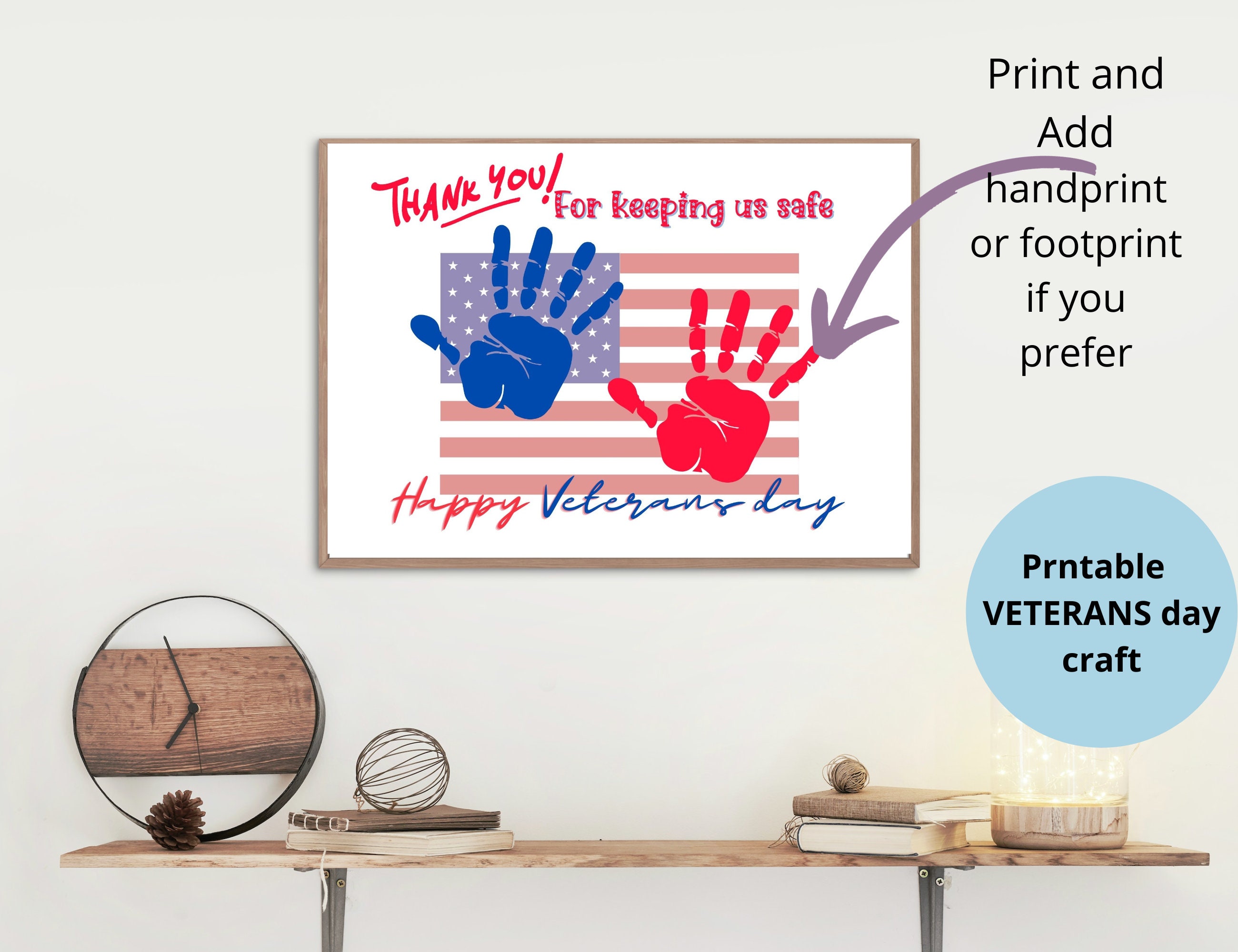 Veterans Day Handprint Art, Thank You Veteran Handprint Craft, Veterans ...