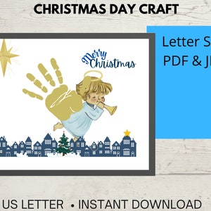 Christmas Angel Handprint Craft Printable Keepsake, Christmas Handprint ...