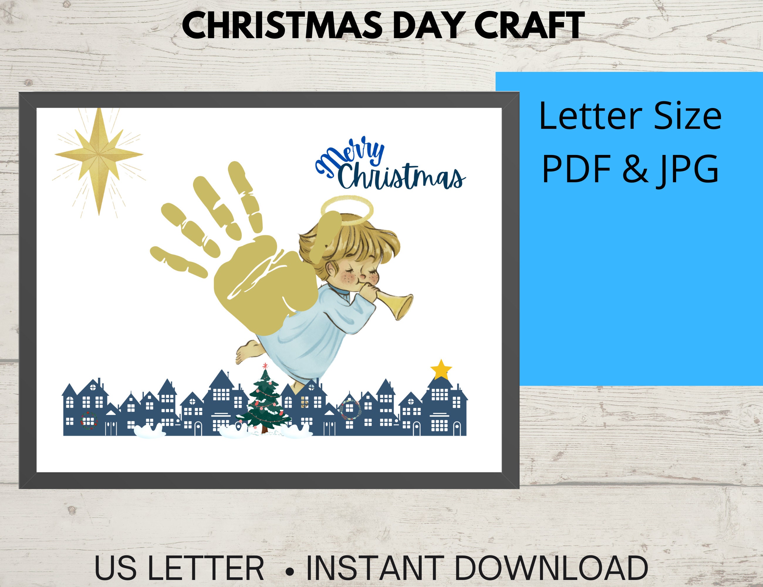 Christmas Angel Handprint Craft Printable Keepsake, Christmas Handprint ...