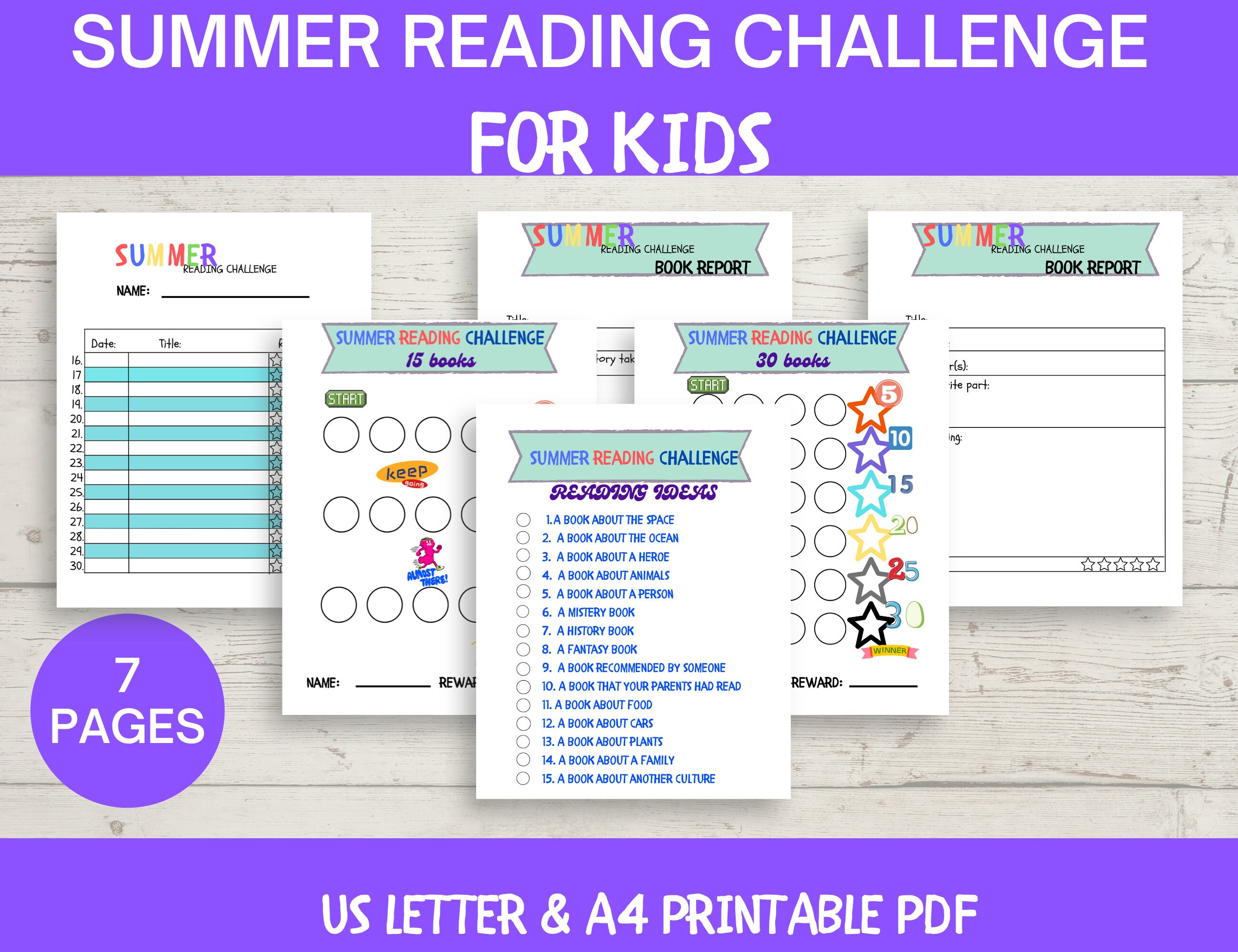 Summer Reading Challenge for Kids Summer Reading Tracker - Etsy