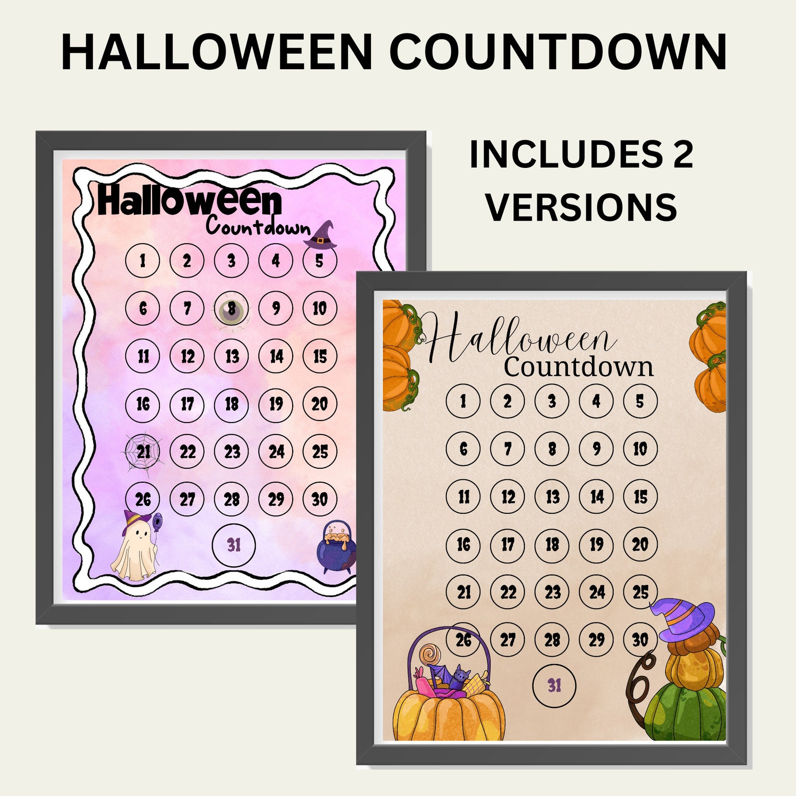 Halloween Countdown Printable, Halloween Advent Calendar - Etsy