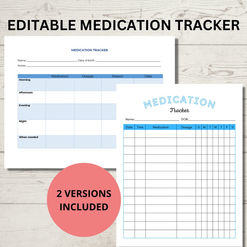 Medication Tracker Fillable, Editable Medication Log, Medicine Tracker ...