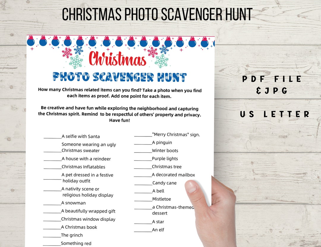 Christmas Photo Scavenger Hunt for Teens and Adult, Printable Christmas ...