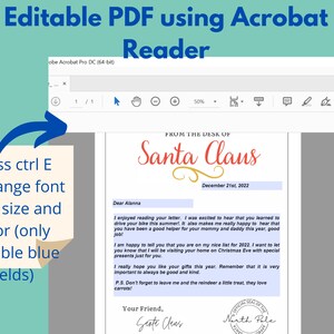 Letter From Santa, Editable Letter From Santa Claus, Personalized Santa ...