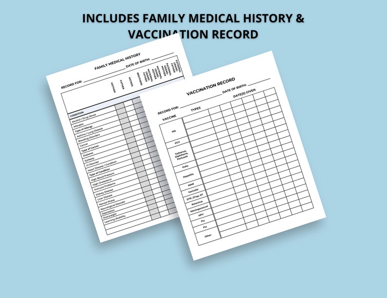 Child Health History Pdf Medical History Form Kids Medical - Etsy