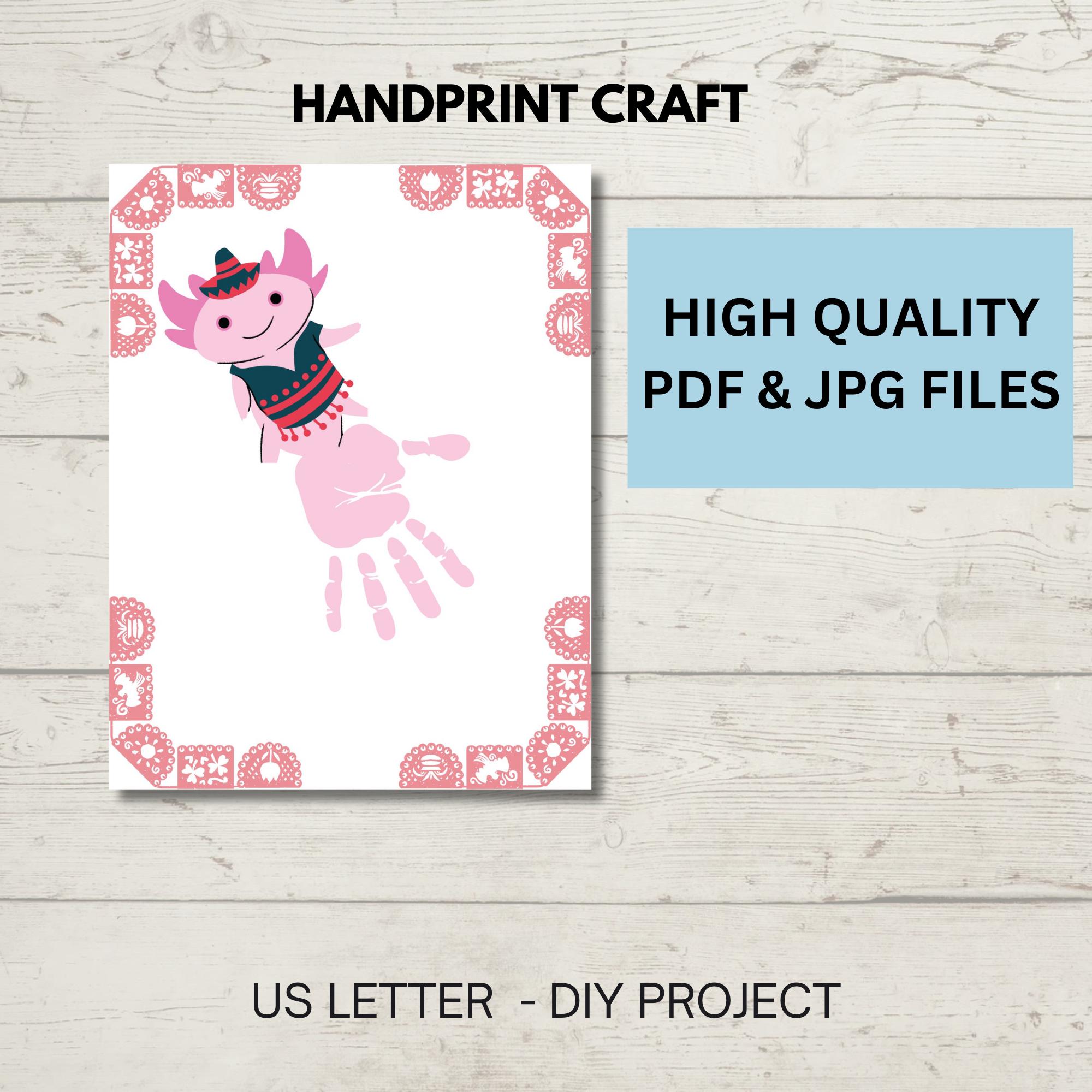 Axolotl With Sombrero Handprint or Footprint Craft, Hispanic Heritage ...