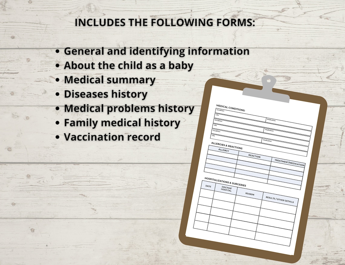 Child Health History Pdf Medical History Form, Kids Medical Records ...