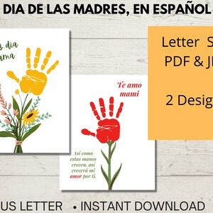 Mothers Day Handprint Art, Gift for Mom in Spanish, Flowers Bouquet ...