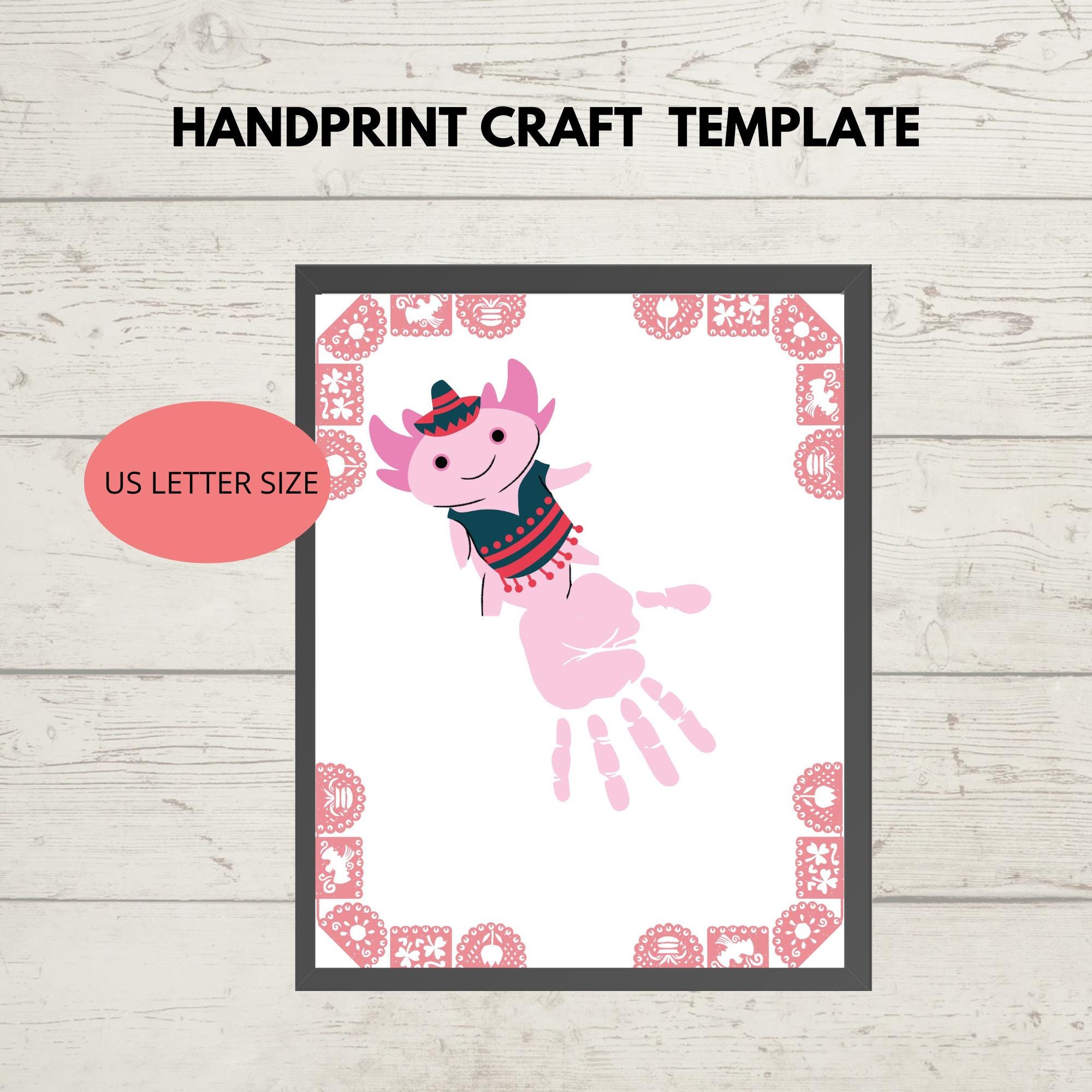 Axolotl With Sombrero Handprint or Footprint Craft, Hispanic Heritage ...