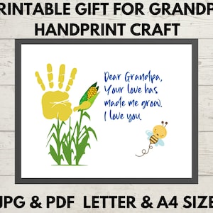 Grandparents Day Handprint Grandpa Handprint Craft Gift, Grandfather ...