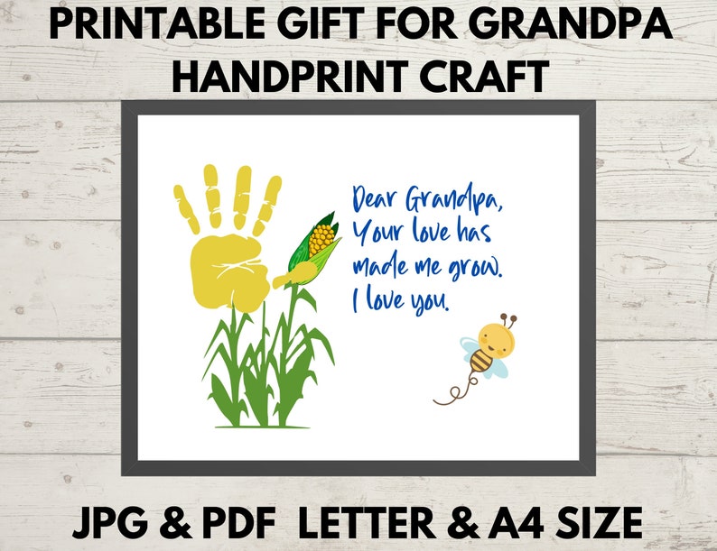 Grandparents Day Handprint Grandpa Handprint Craft Gift, Grandfather ...