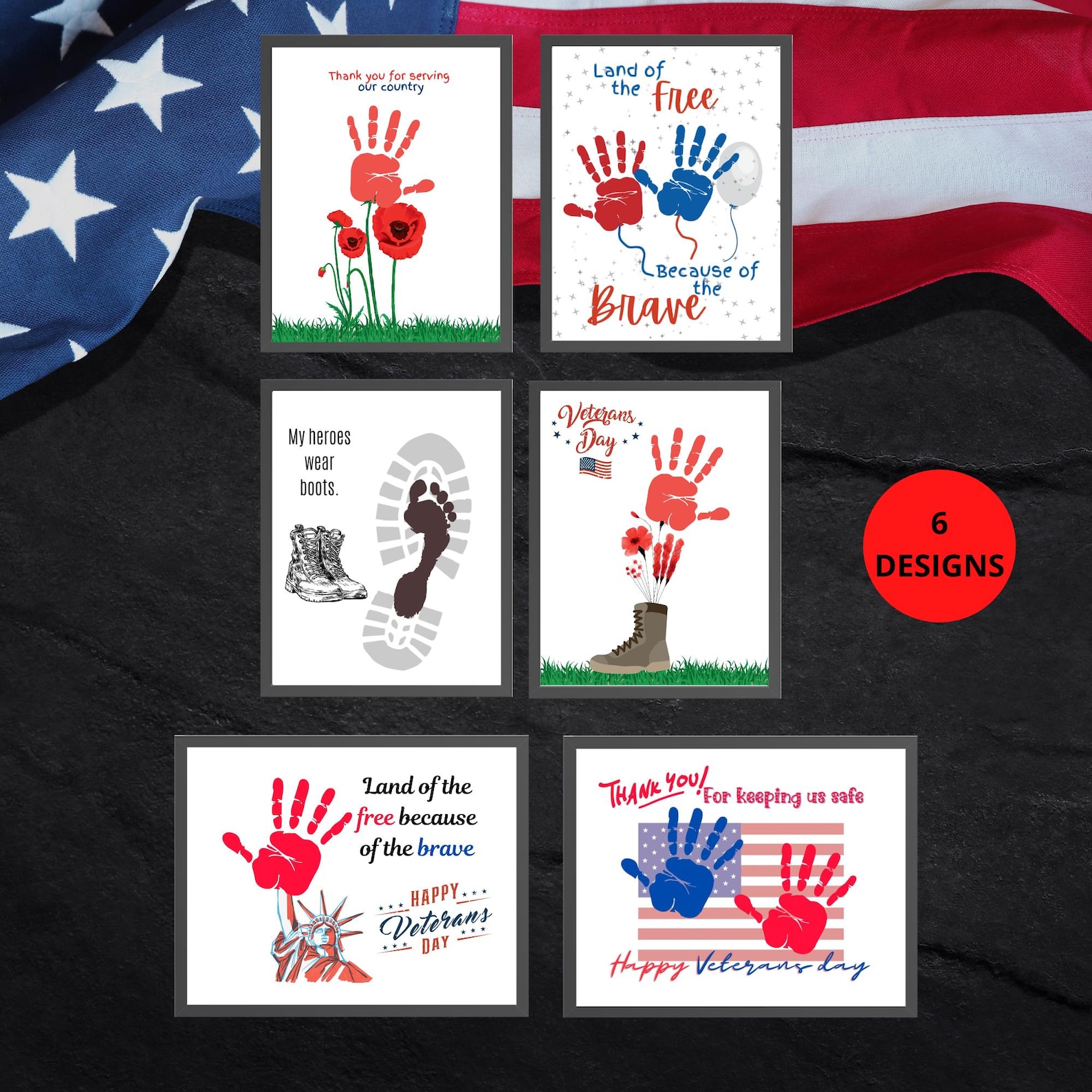 Veterans Day Handprint Art Bundle, Thank You Veteran Handprint Craft ...