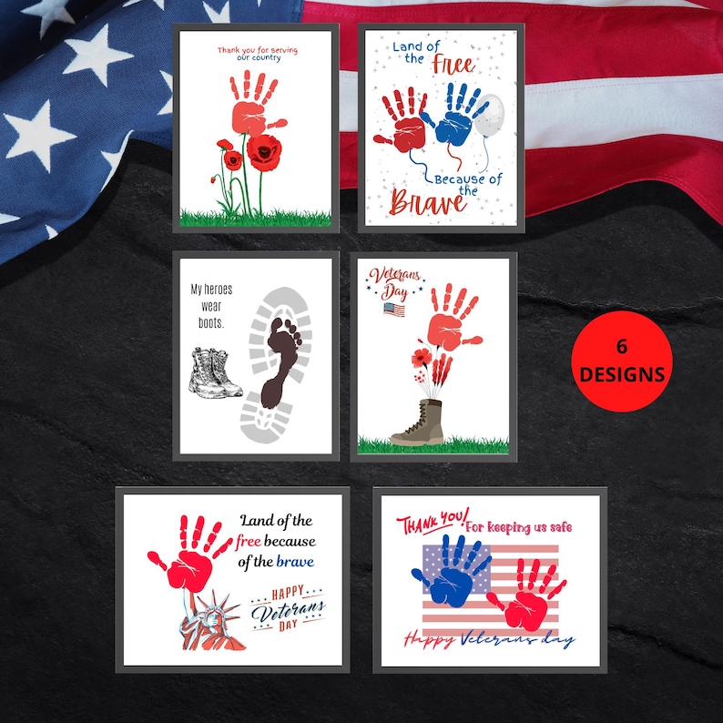 Veterans Day Handprint Art Bundle, Thank You Veteran Handprint Craft ...
