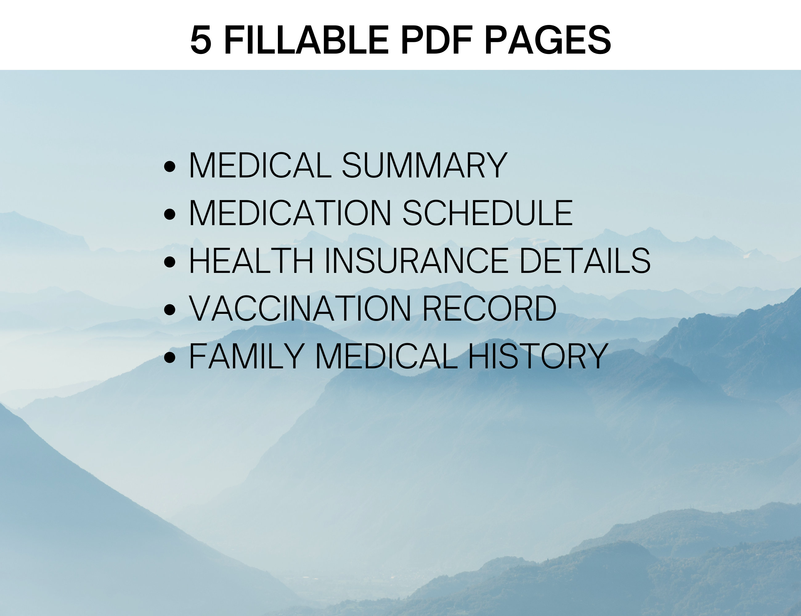 Medical Information Fillable PDF Digital, Medical Summary- Medication ...