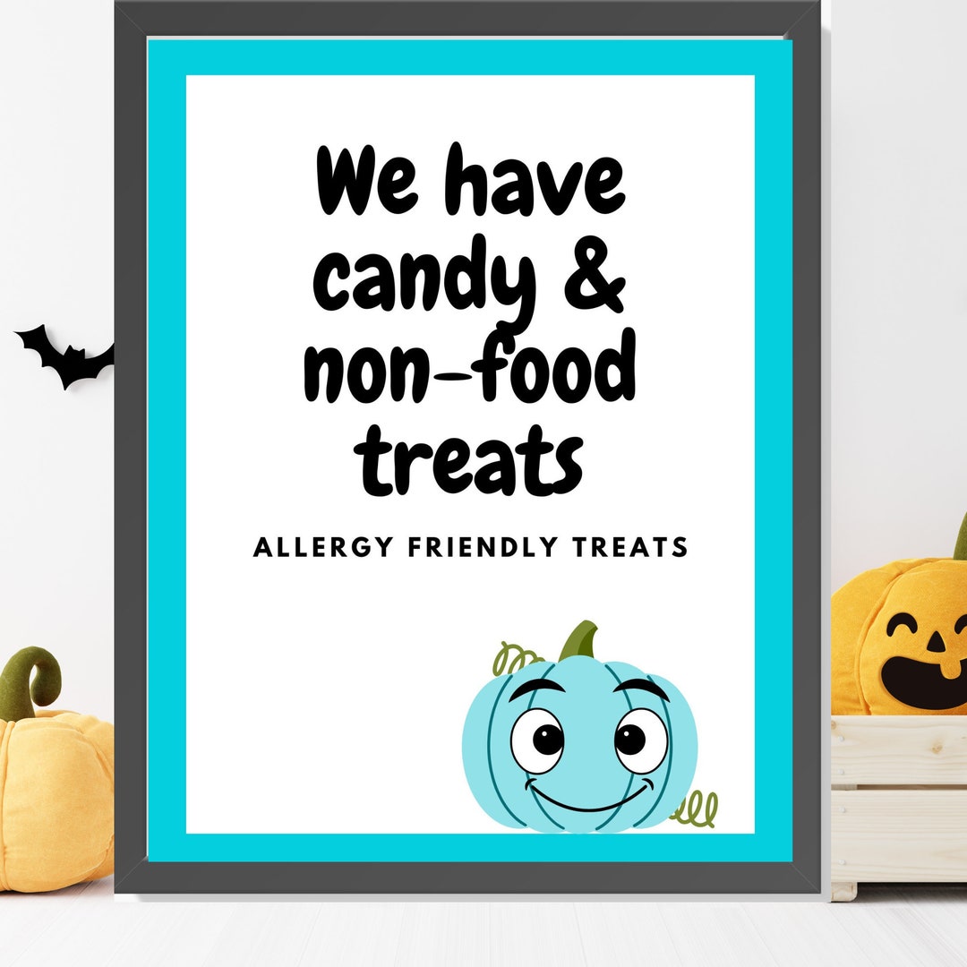 Teal Pumpkin Project Sign, Allergy Safe Halloween Sign, Trick or Treat ...