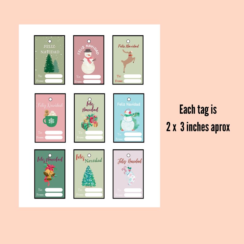 Printable Gift Tags Feliz Navidad, Merry Christmas Printable Gift Tags ...