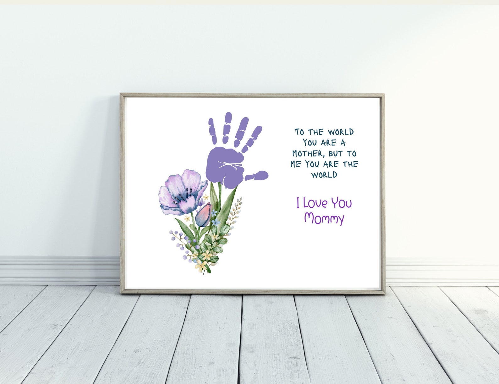 Mother's Day Flower Handprint Art, I Love You Mommy Printable Gift ...