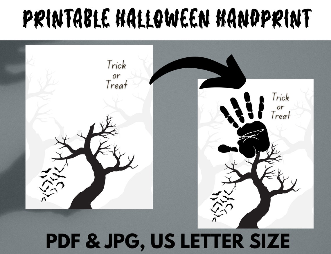 Halloween Handprint Art Printable, Halloween Activity, Halloween Craft ...