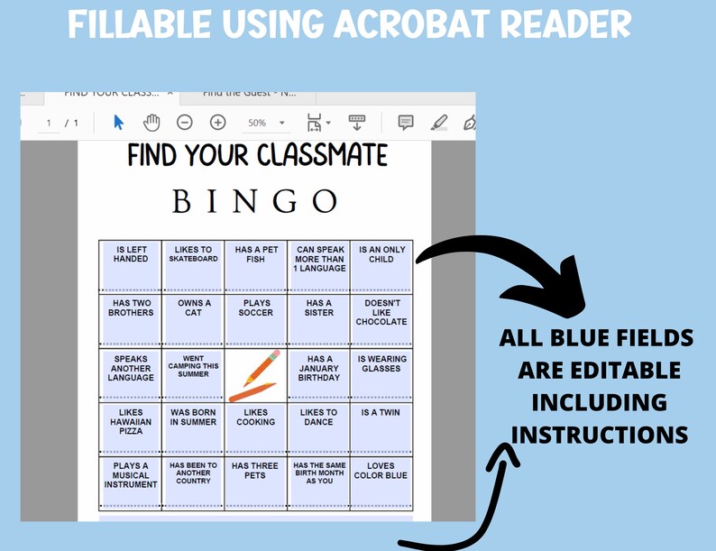 Find Your Classmate Bingo, Icebreaker Bingo, Back to School Activity - Etsy