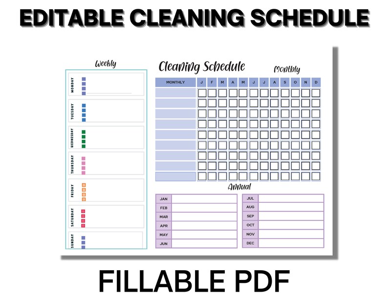 Cleaning Tracker Yearly Editable and Family Cleaning Chores, Includes ...