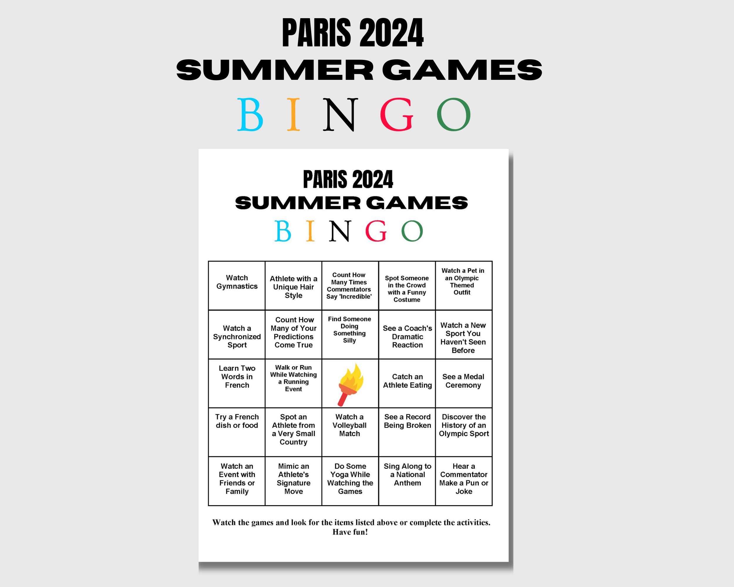 Summer Games Bingo, Paris 2024 Bingo Game - Etsy
