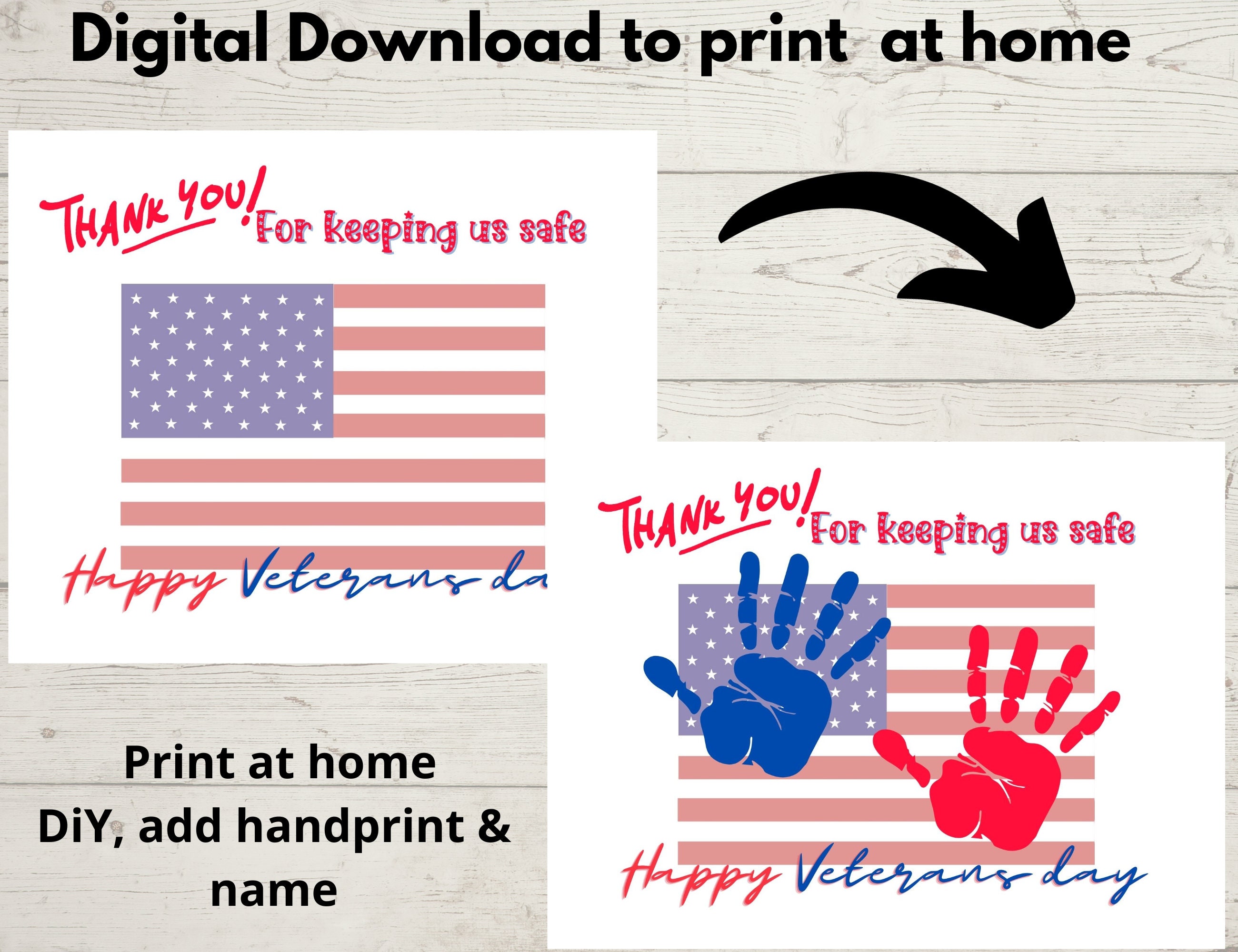 Veterans Day Handprint Art Thank You Veteran Handprint Craft - Etsy