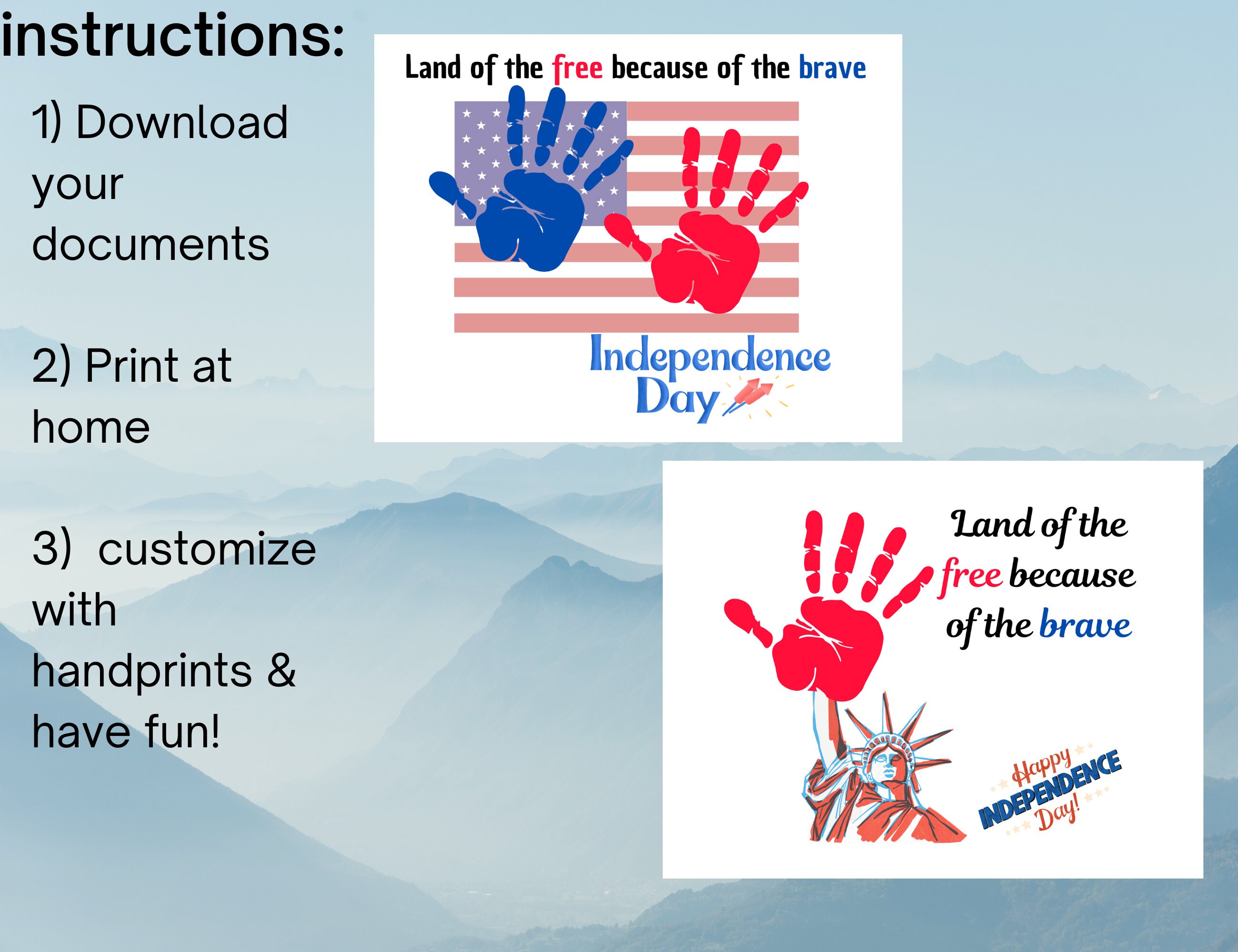 4th of July Craft Handprint for Kids Fourth of July Keepsake Patriotic ...