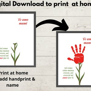 Mothers Day Handprint Art, Gift for Mom in Spanish, Flowers Bouquet ...