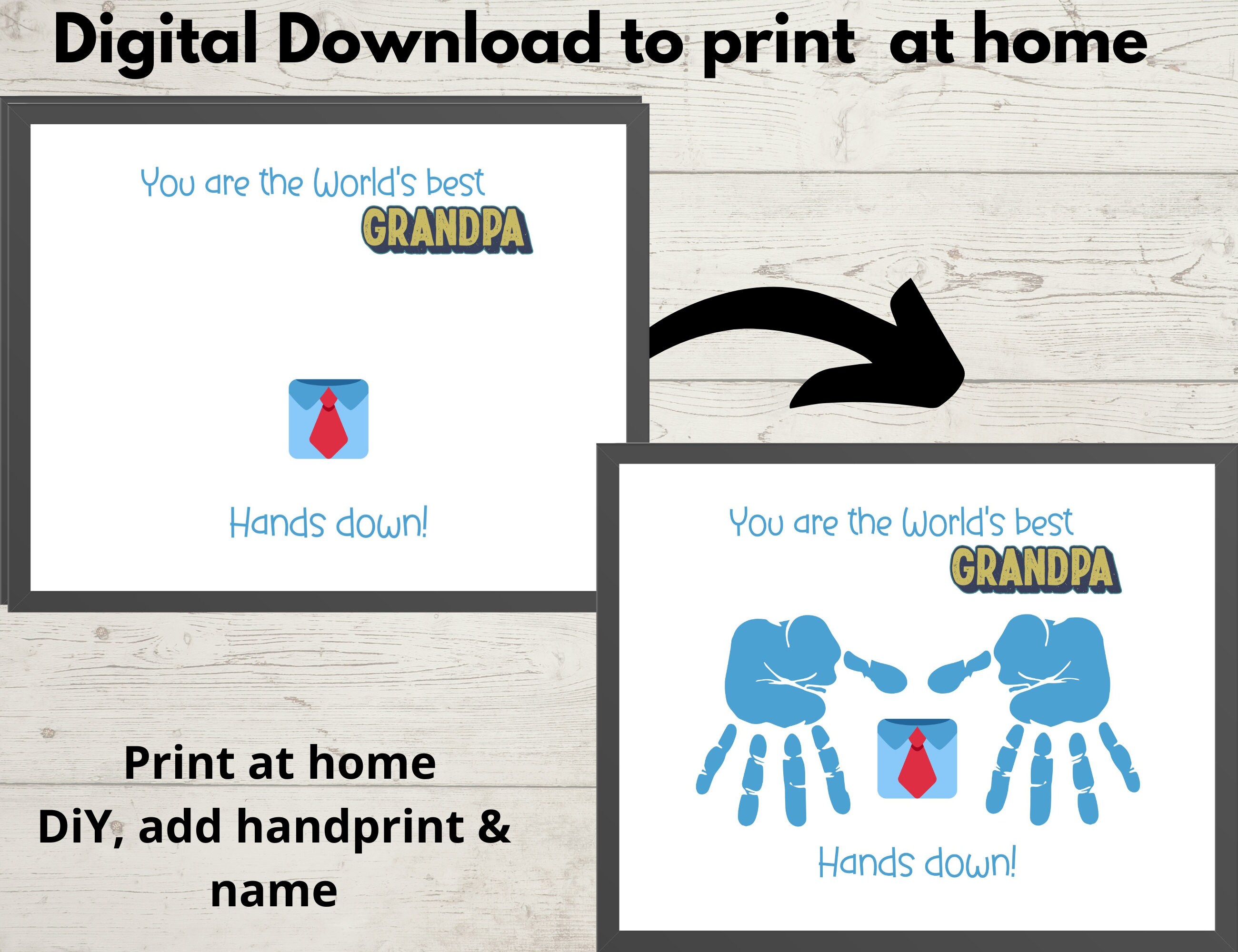 Grandparents Day Handprint Grandpa Handprint Craft Gift, Grandfather ...