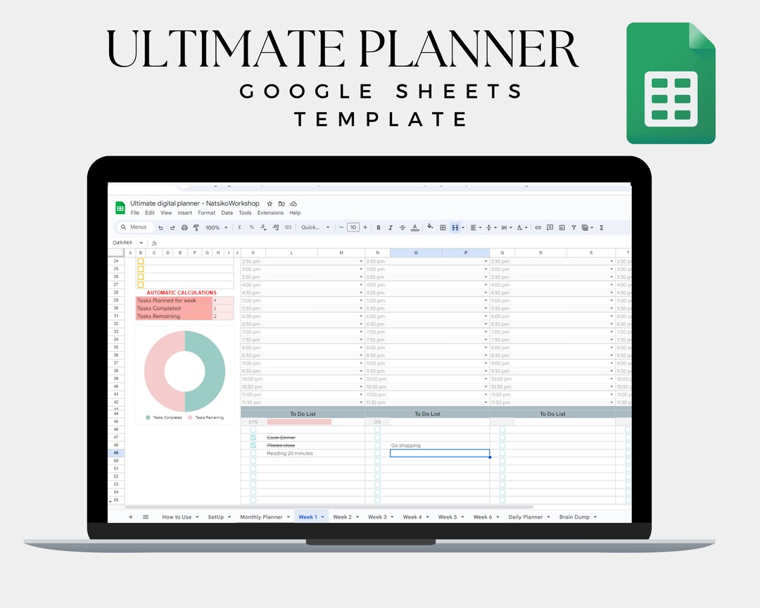 Monthly, Weekly Spreadsheet Planner, Google Sheets, 2024, or Any Year ...