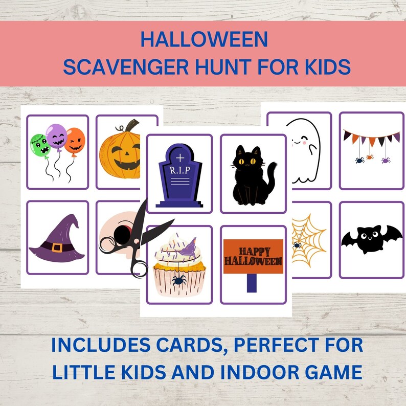 Halloween Scavenger Hunt Printable, Includes Cards for Indoor Halloween ...
