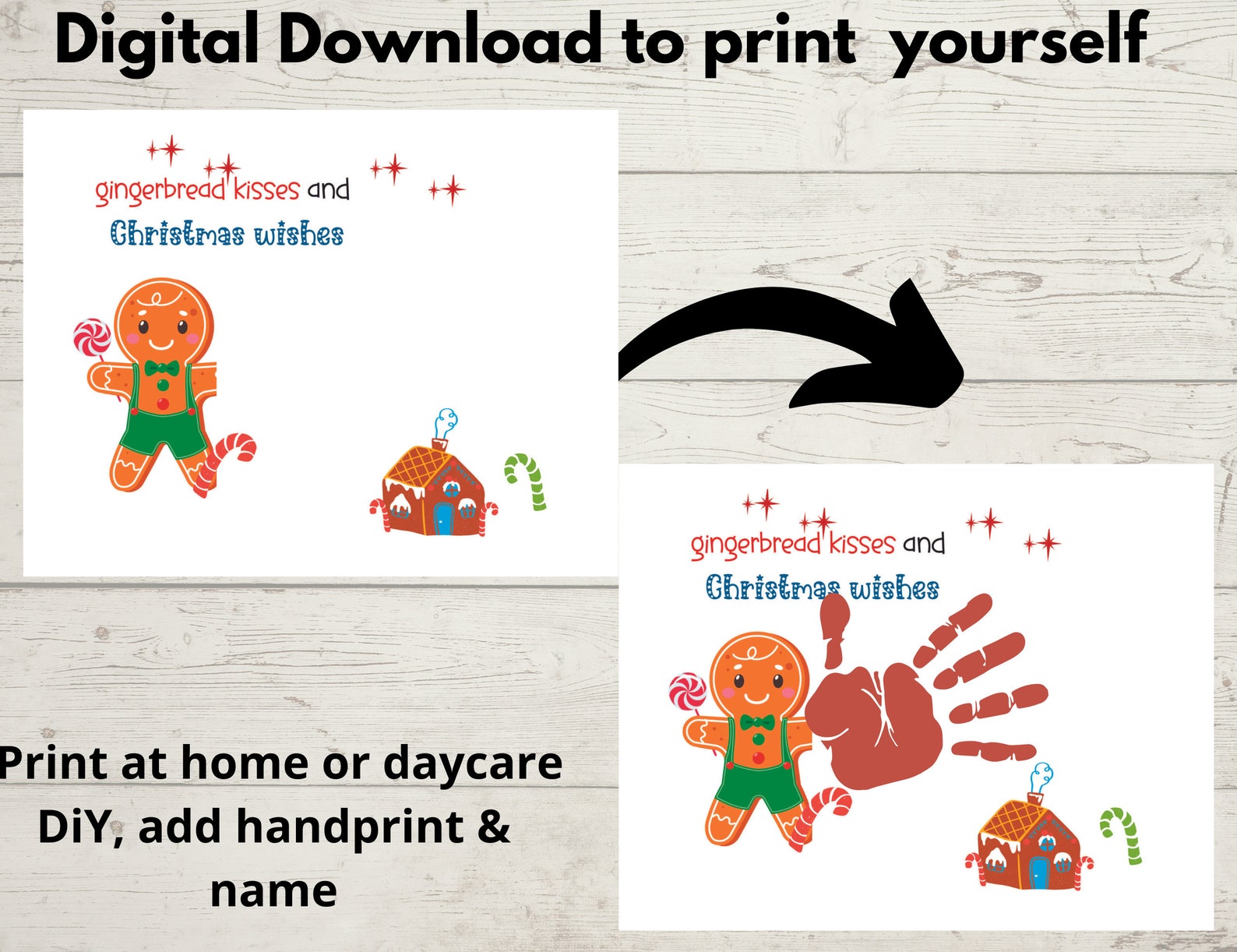Christmas Cute Gingerbread Boy Handprint Craft Printable Keepsake ...