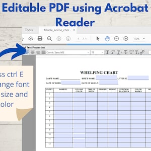 Whelping Chart Editable, Whelping Record, Puppy Whelping, Breeder Forms ...