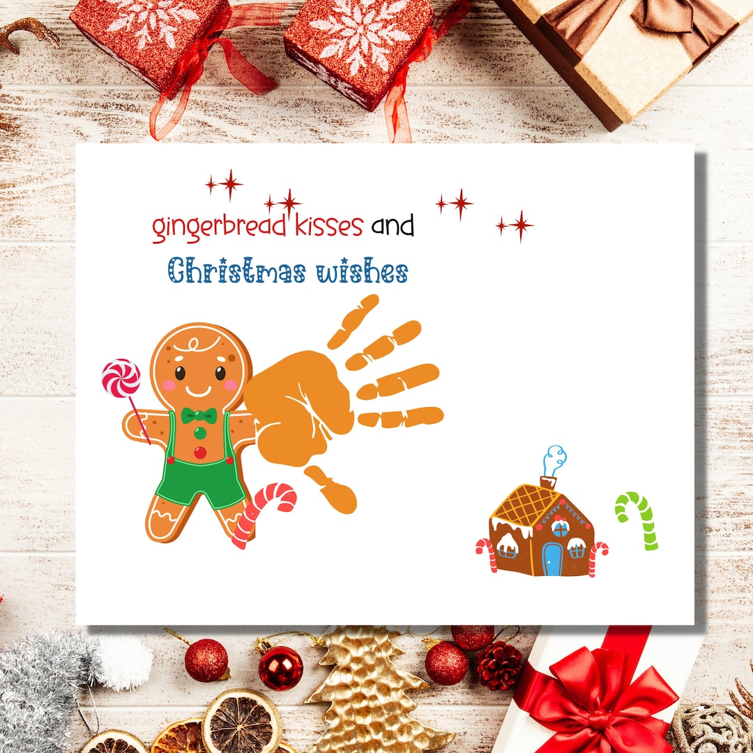 Christmas Cute Gingerbread Boy Handprint Craft Printable Keepsake ...