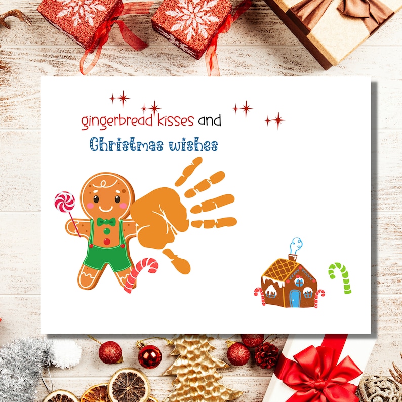 Christmas Cute Gingerbread Boy Handprint Craft Printable Keepsake ...